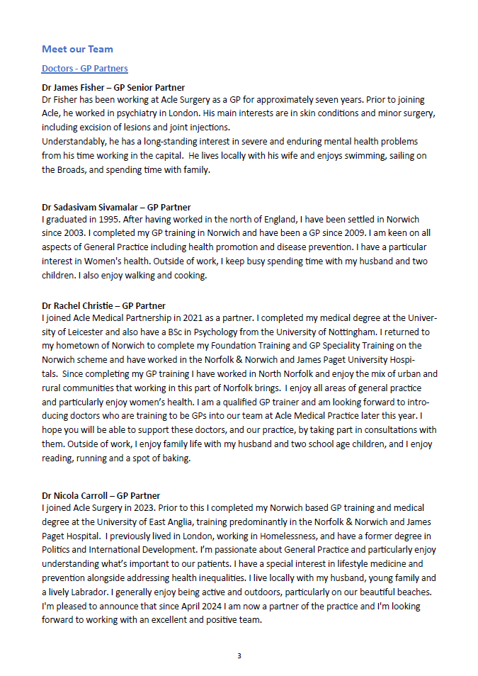 Practice Information Leaflet - Acle Medical Partnership